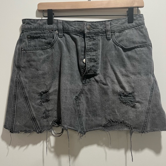 We The Free | Skirts | Distressed Gray Denim Skirt | Poshmark